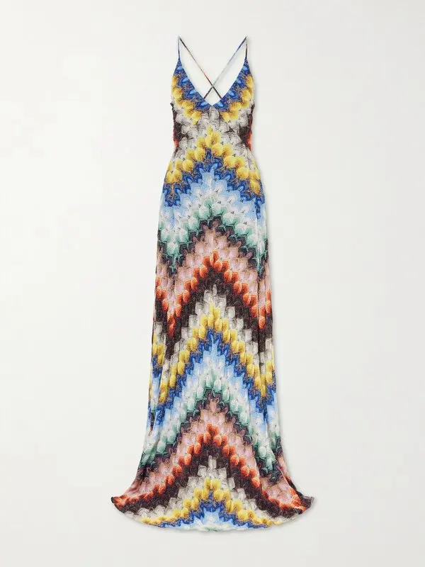 Missoni Striped Metallic Crochet-knit Maxi Dress - Multi