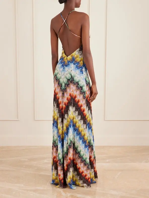 Missoni Striped Metallic Crochet-knit Maxi Dress