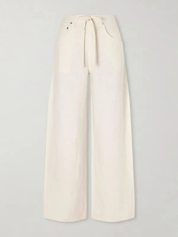 Citizens Of Humanity Brynn Linen Drawstring Wide-leg Trousers - Neutrals
