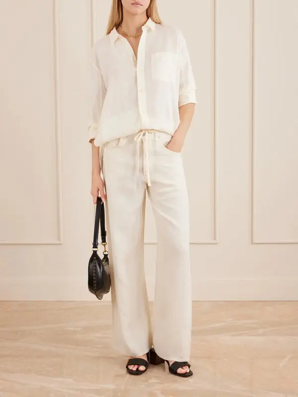 Citizens Of Humanity Brynn Linen Drawstring Wide-leg Trousers - Neutrals
