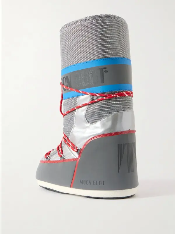 Moon Boot Icon Space Racing Metallic Mesh And Pvc Ankle Boots
