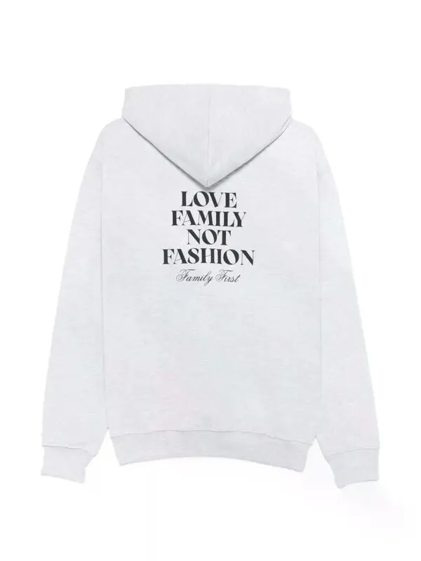 FAMILY FIRST Hooded Graphic Cotton Sweatshirt - Grey