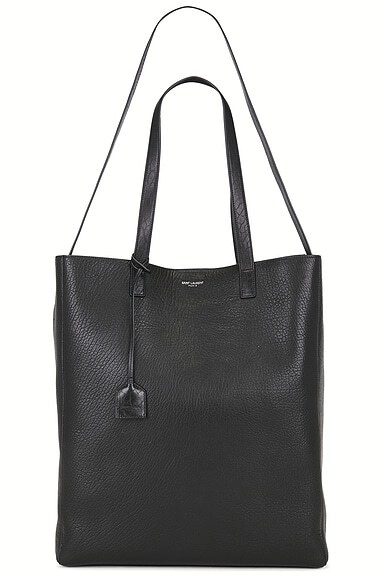 Saint Laurent Pebbled Leather Shopping Bag With Pouch - Black