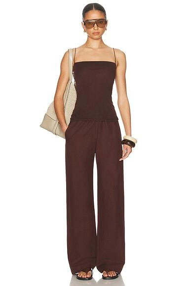 Enza Costa Supima Cotton Essential Strappy Tank Top - Chocolate