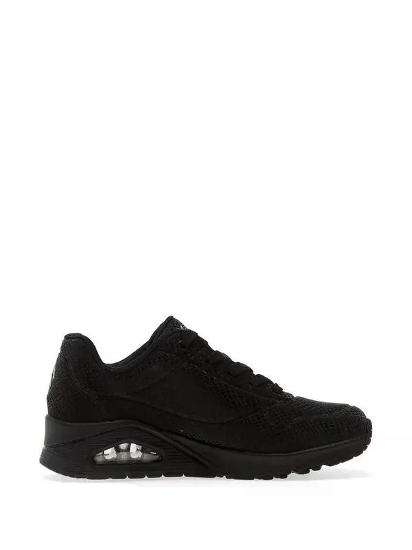 Sketchers Uno Shiny Scale Snakeskin-effect Lace-up Sneakers - Black