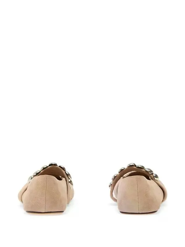 Aldo Suede Ballet Flats With Embellished Strap - Neutrals