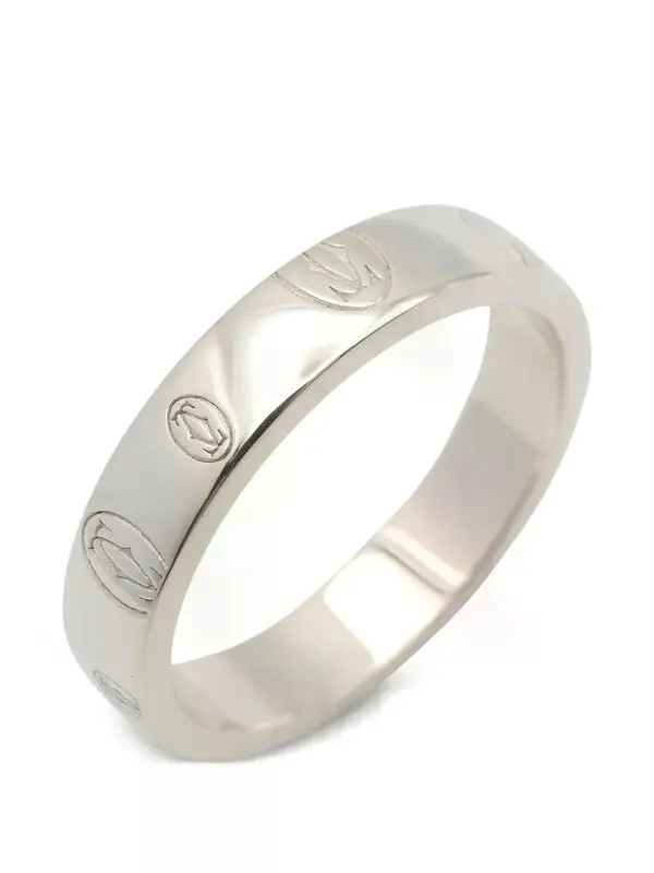 Cartier 18k White Gold Happy Birthday Band Ring - Silver