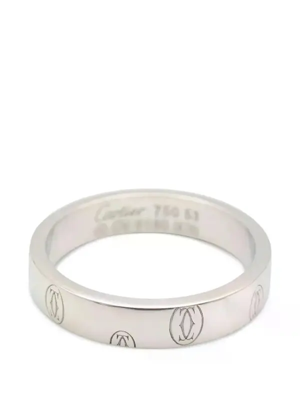Cartier 18k White Gold Happy Birthday Band Ring - Silver