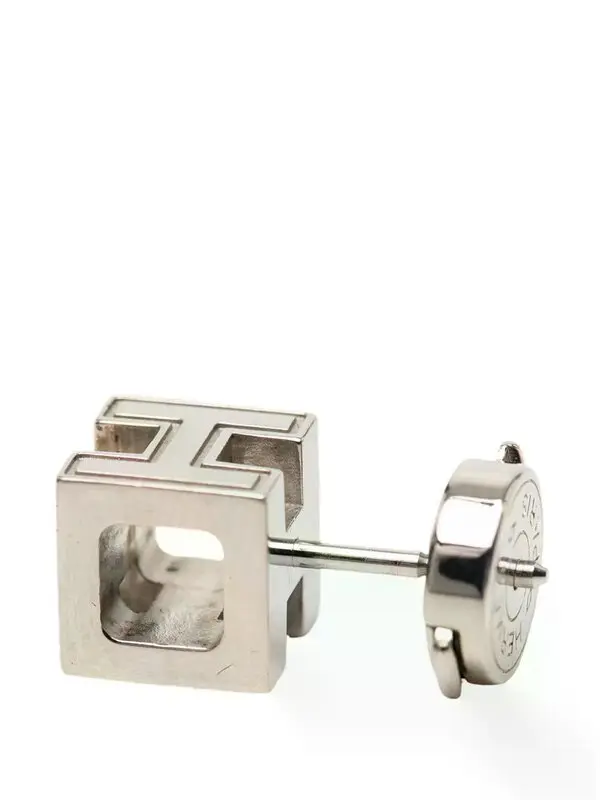 Hermès Palladium Plated Enamel Cube Earrings