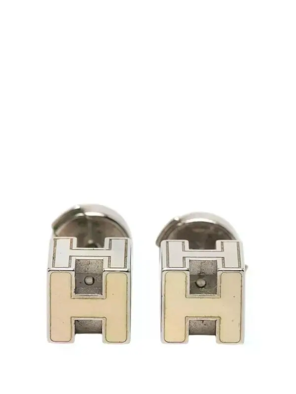 Hermès Palladium Plated "h" Cube Earrings - Silver