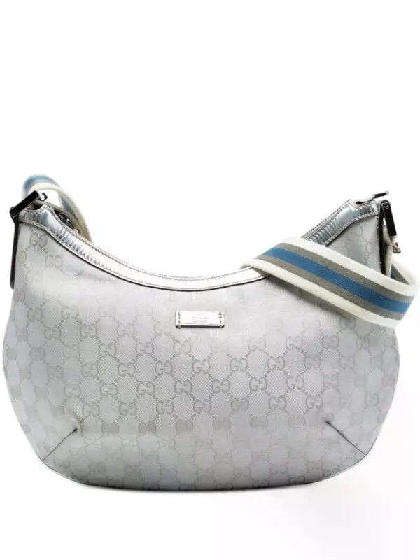 Gucci Gg Imprime Web Crossbody Bag - Silver