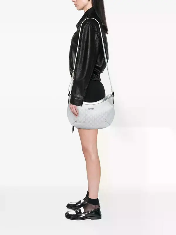 Gucci Gg Imprime Web Crossbody Bag - Silver