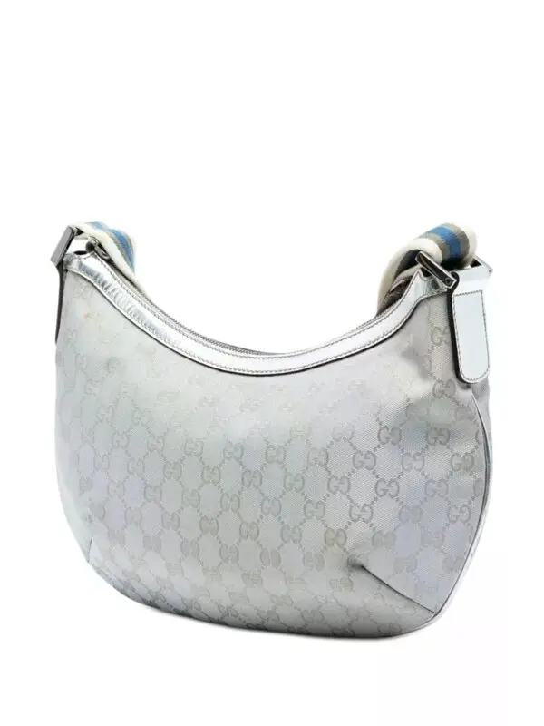 Gucci Gg Imprime Web Crossbody Bag - Silver