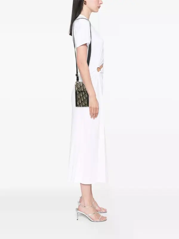 Dior 2019 Oblique Canvas Phone Holder Crossbody Bag - Blue