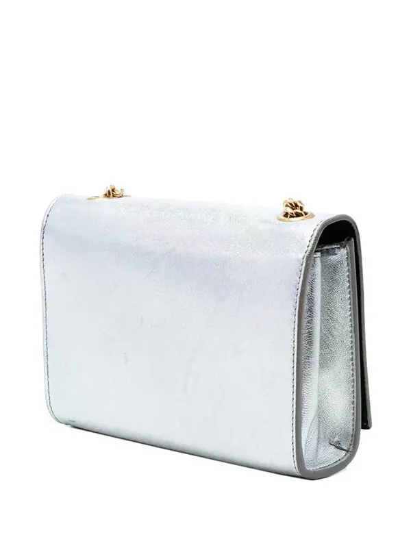 Saint Laurent Small Metallic Calfskin Monogram Kate Tassel Crossbody Bag - Silver