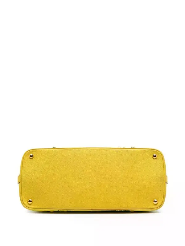 Prada Studded Saffiano Leather Satchel - Yellow
