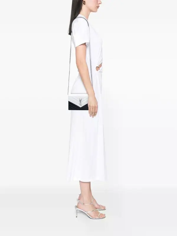 Saint Laurent Bicolor Chain Wallet Crossbody Bag - Black