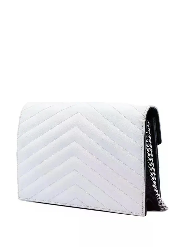 Saint Laurent Bicolor Chain Wallet Crossbody Bag - Black