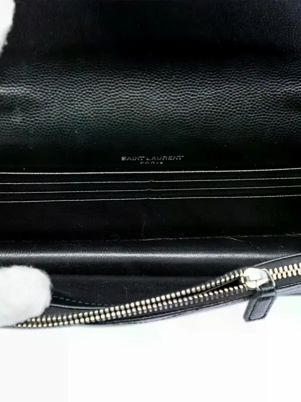 Saint Laurent Bicolor Chain Wallet Crossbody Bag - Black