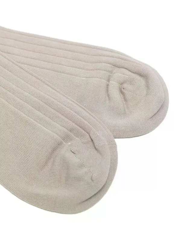 Brunello Cucinelli Ribbed Knit Crew Socks With Embroidered Logo
