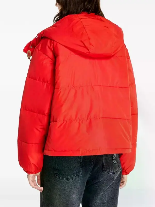 LEEM Padded Hooded Jacket With Drawstring Hood And Embroidered Logo