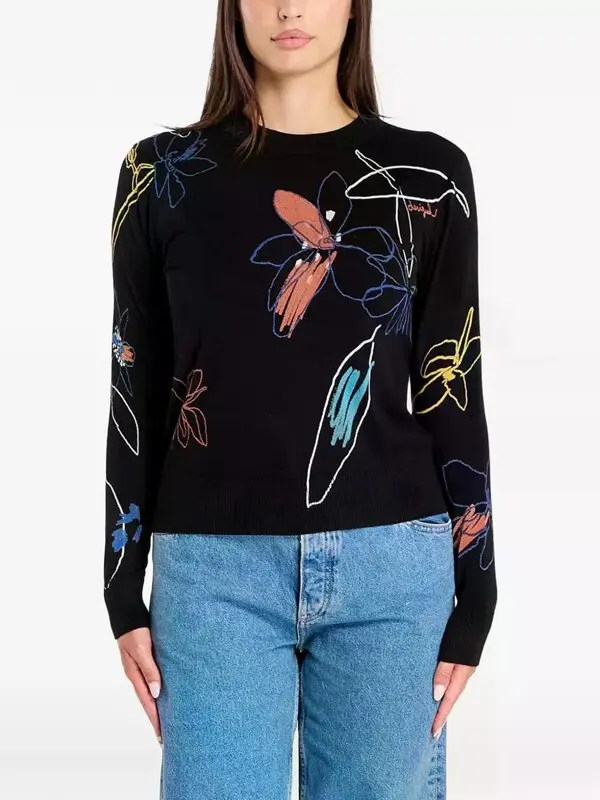 Desigual Floral Print Crew Neck Sweater