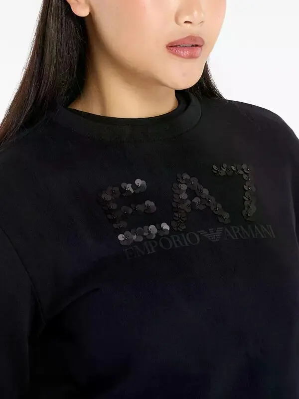 EA7 Sequin Embellished Logo Sweatshirt - Black
