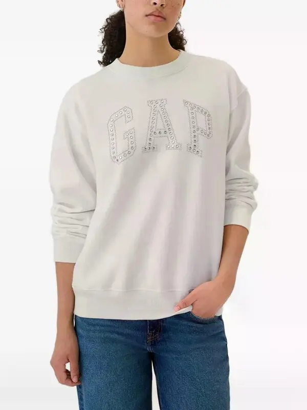 Gap Rhinestone Embellished Logo Crew Neck Sweater