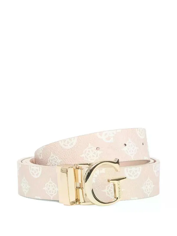Guess Monogram-print Logo-buckle Belt - Neutrals
