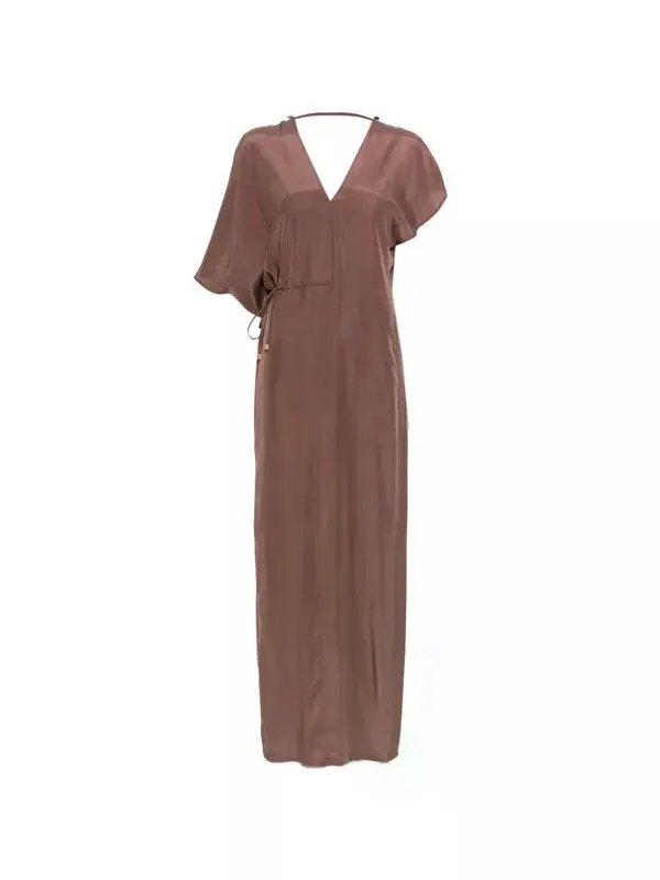 ALYSI V-neck Maxi Dress With Drawstring Waist - Brown