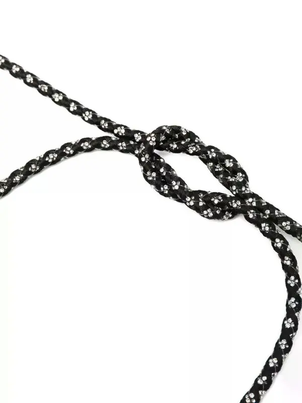 FORTE_FORTE Crystal Embellished Braided Belt With Tassels