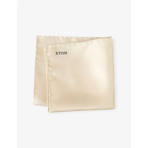 Eton Logo-embroidered Silk Pocket Square - Beige