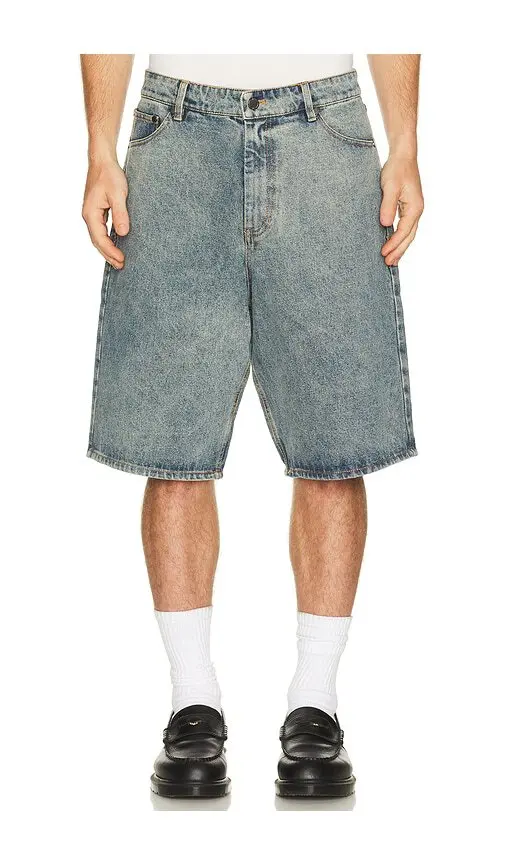 DAILY PAPER Compact Shield Embroidery Denim Shorts