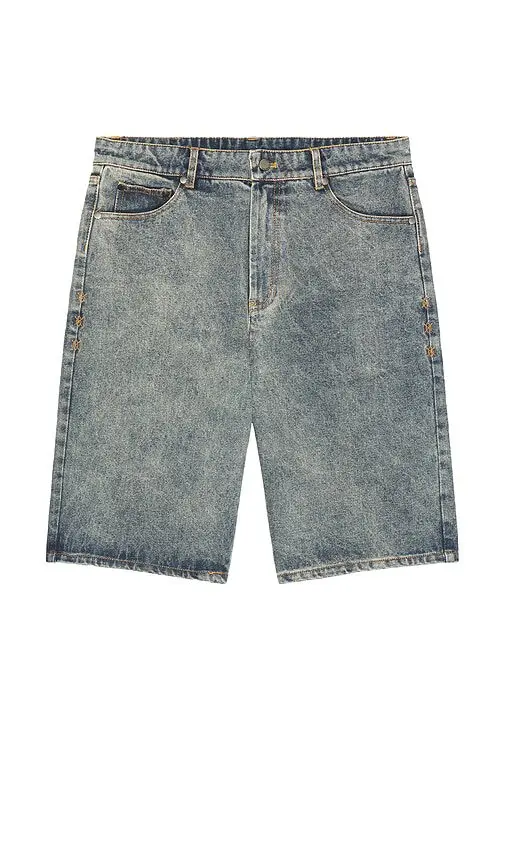 DAILY PAPER Compact Shield Embroidery Denim Shorts