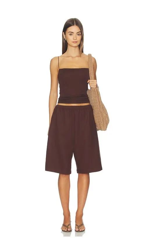 Enza Costa Supima Cotton Essential Strappy Tank - Chocolate