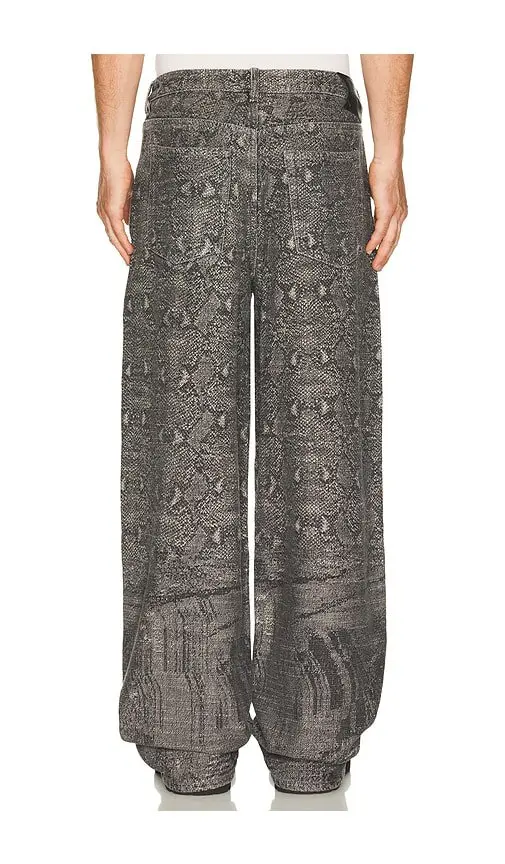 DAILY PAPER Denim Snake Print Oversized Jeans