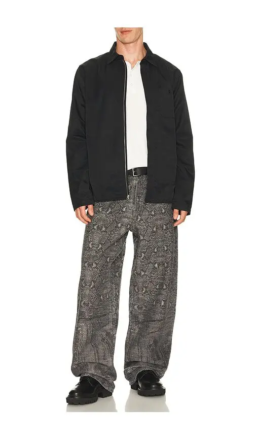 DAILY PAPER Denim Snake Print Oversized Jeans