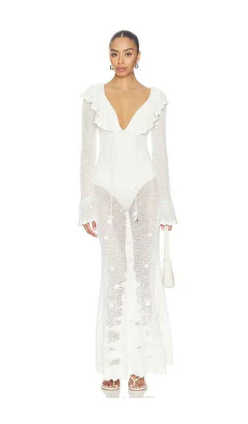 SELF-PORTRAIT Floral Crochet Dress - White