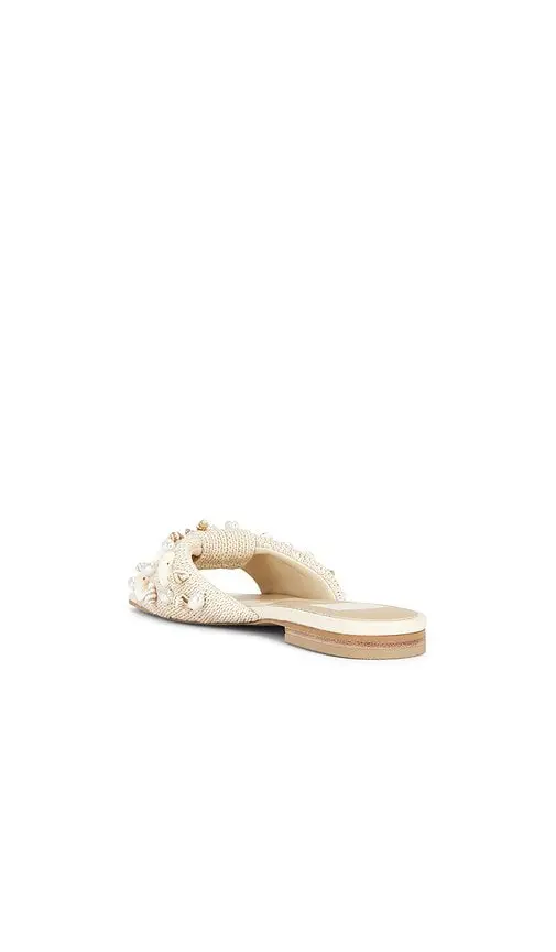 Dolce Vita Woven Raffia Embellished Sandals - Beige