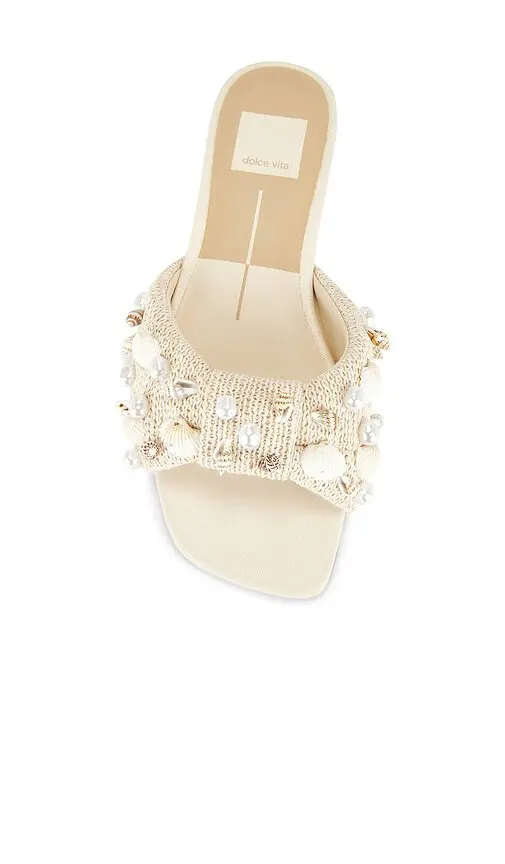 Dolce Vita Woven Raffia Embellished Sandals - Beige