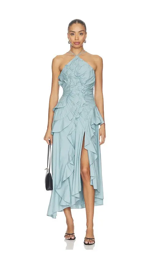 AMUR Ottavia Ruffle Dress - Blue