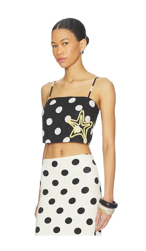CALA DE LA CRUZ Ariella Polka Dot Cropped Top