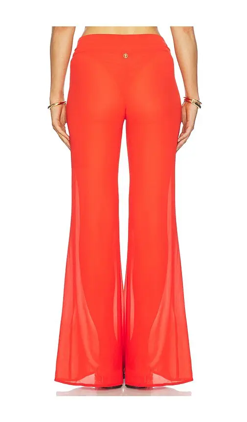 BANANHOT Bowie Sheer Crepe Pull-on Pants With Side Tie Detail - Red