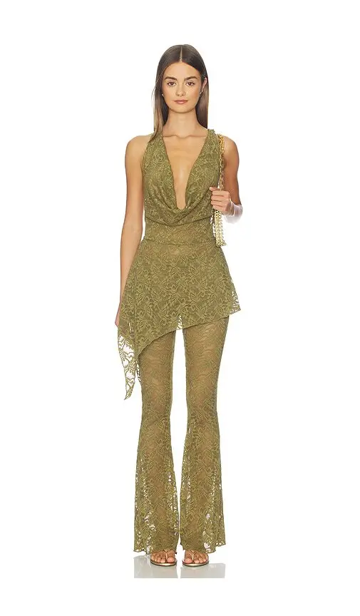 Superdown Lace Cowl Neck Pant Set