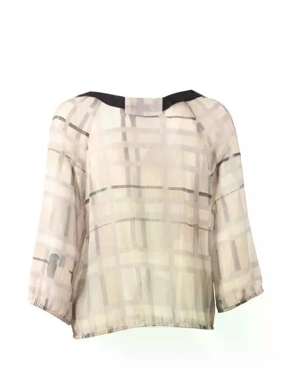Emporio Armani Checked Blouse With Bow Detail - Neutrals