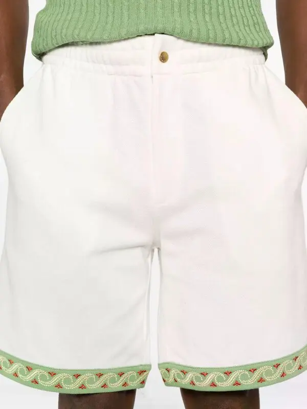 Drole De Monsieur Embroidered Trim Elasticated Waist Shorts