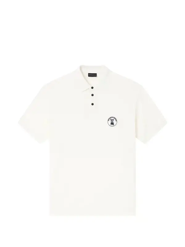 Emporio Armani Logo-patch Piqué Polo Shirt - Neutrals