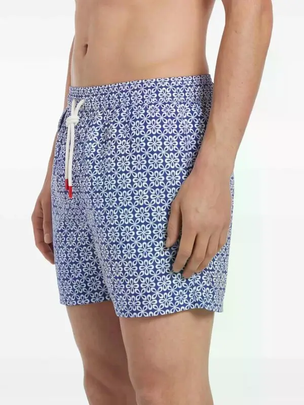 Kiton Floral-print Swim Shorts - Blue