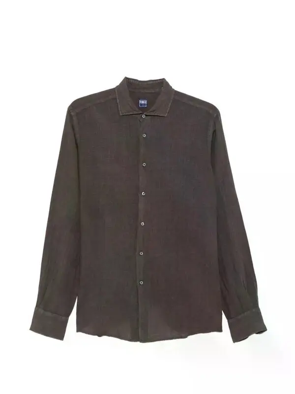 Fedeli Nick Slub-texture Shirt - Brown