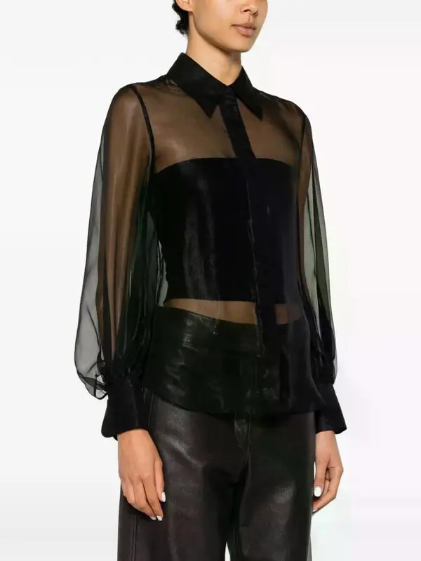 Chloé Sheer Puff-sleeve Blouse